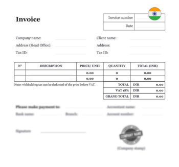 Invoice Form in India | Download Word Document (.doc)